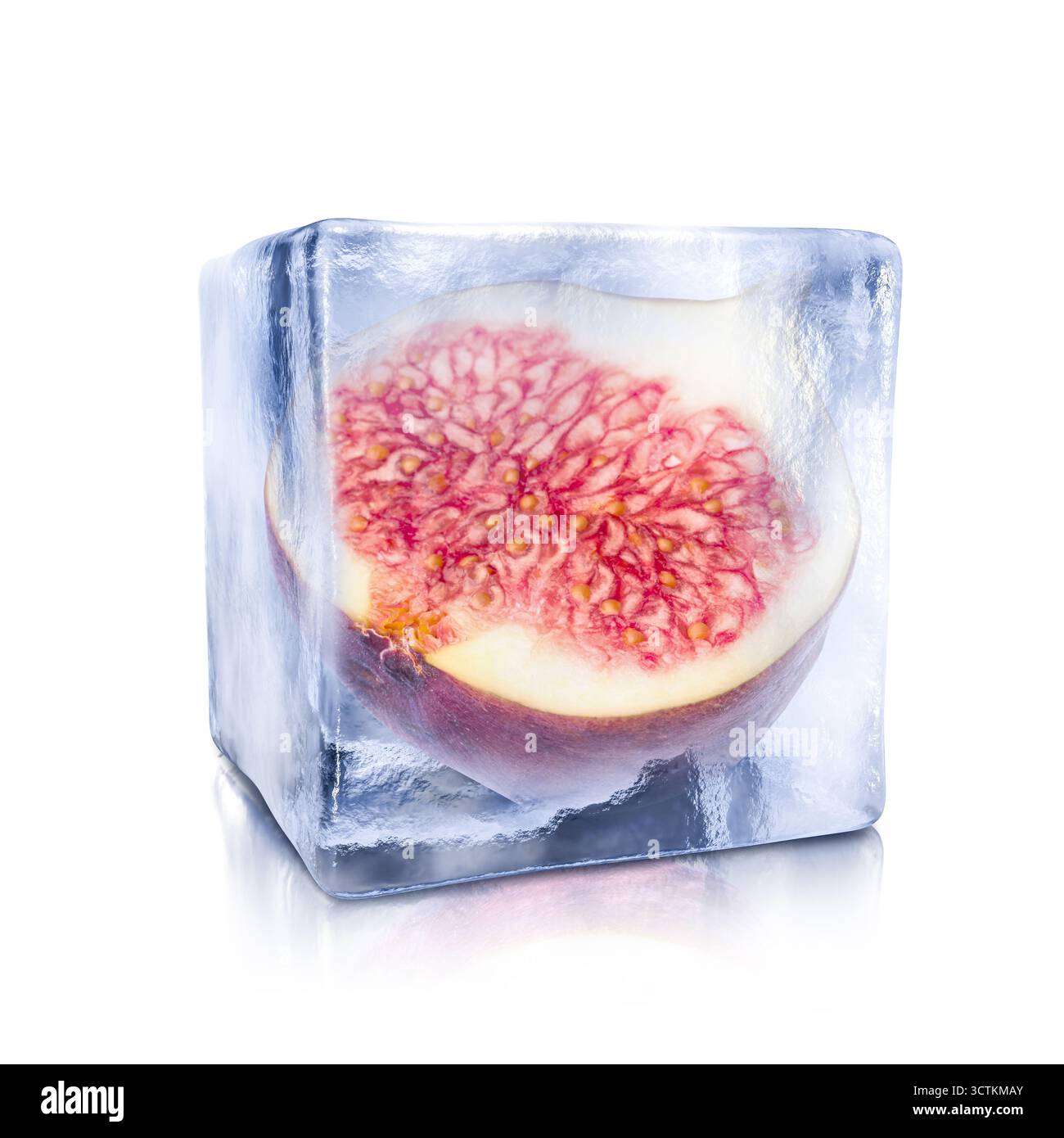 Ice cube with half of fig isolated on white Stock Photo - Alamy