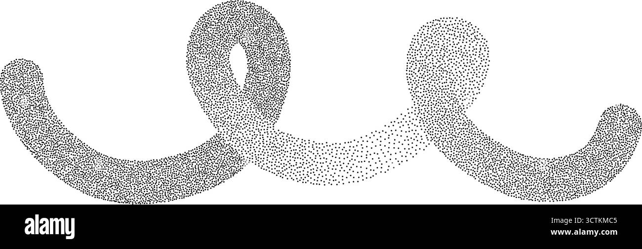 Halftone dotted twisted line. Vector abstract gradient textured ribbon ...