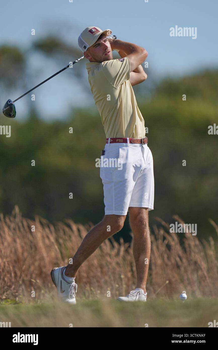 Jack Whaley, of Florida St, practices his swing during the NCAA Hampton ...