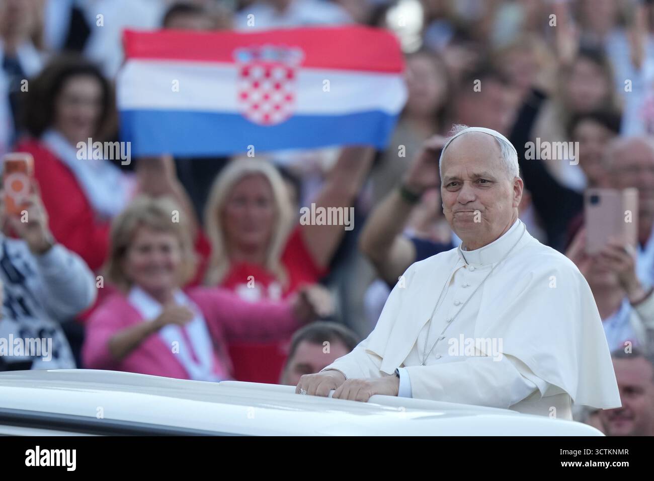 Pope Leo XIV greets pilgrims from Croatia in St. Peter's Square at the ...
