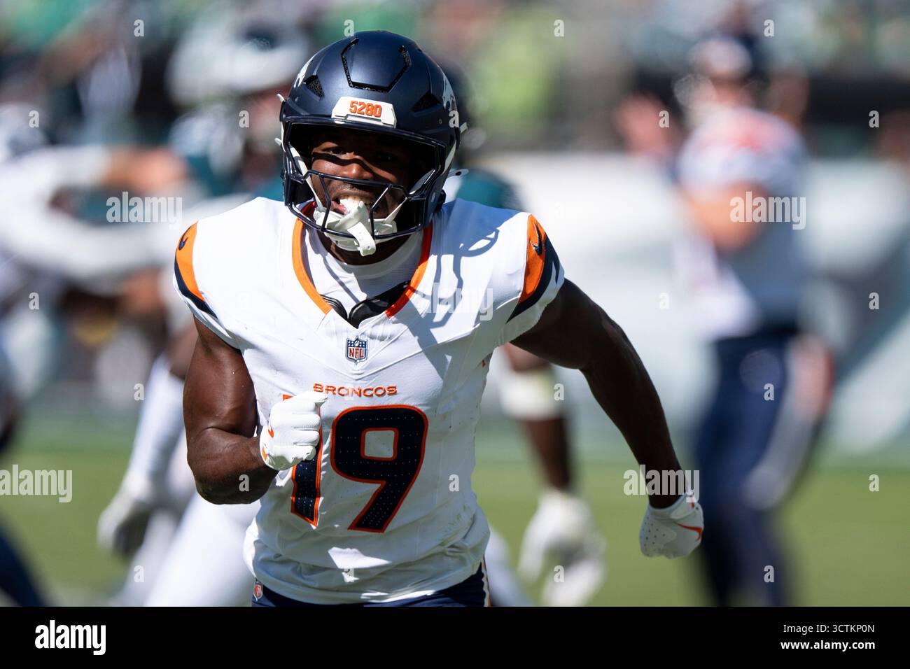 Denver Broncos wide receiver Marvin Mims Jr. in action during an NFL football game against the ...