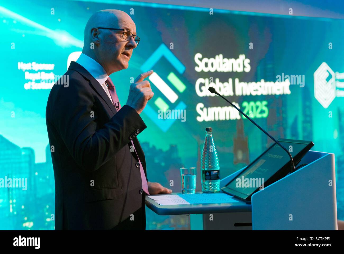 First Minister of Scotland John Swinney delivers a speech to Scotland's ...