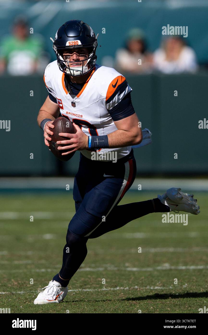 Denver Broncos quarterback Bo Nix in action during an NFL football game ...