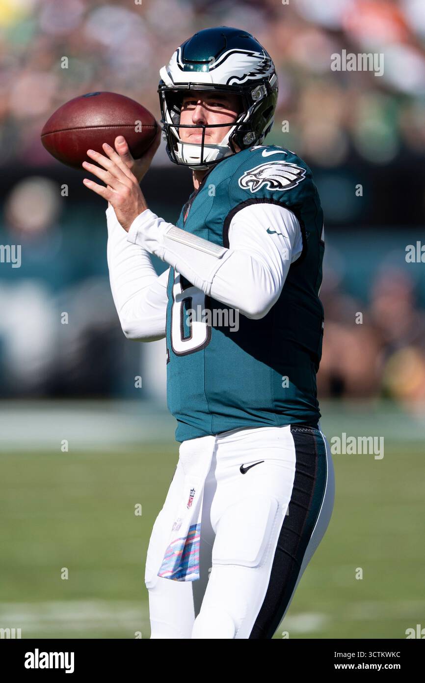 Philadelphia Eagles quarterback Tanner McKee in action during an NFL ...