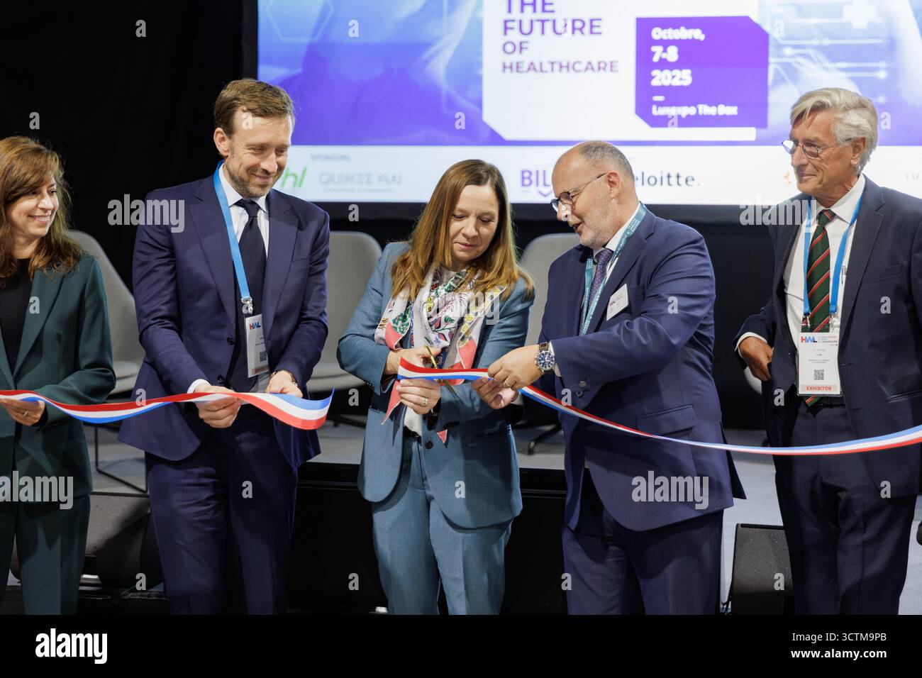 Anne Calteux, Stéphanie Obertin and Philippe Turk attend the opening ...