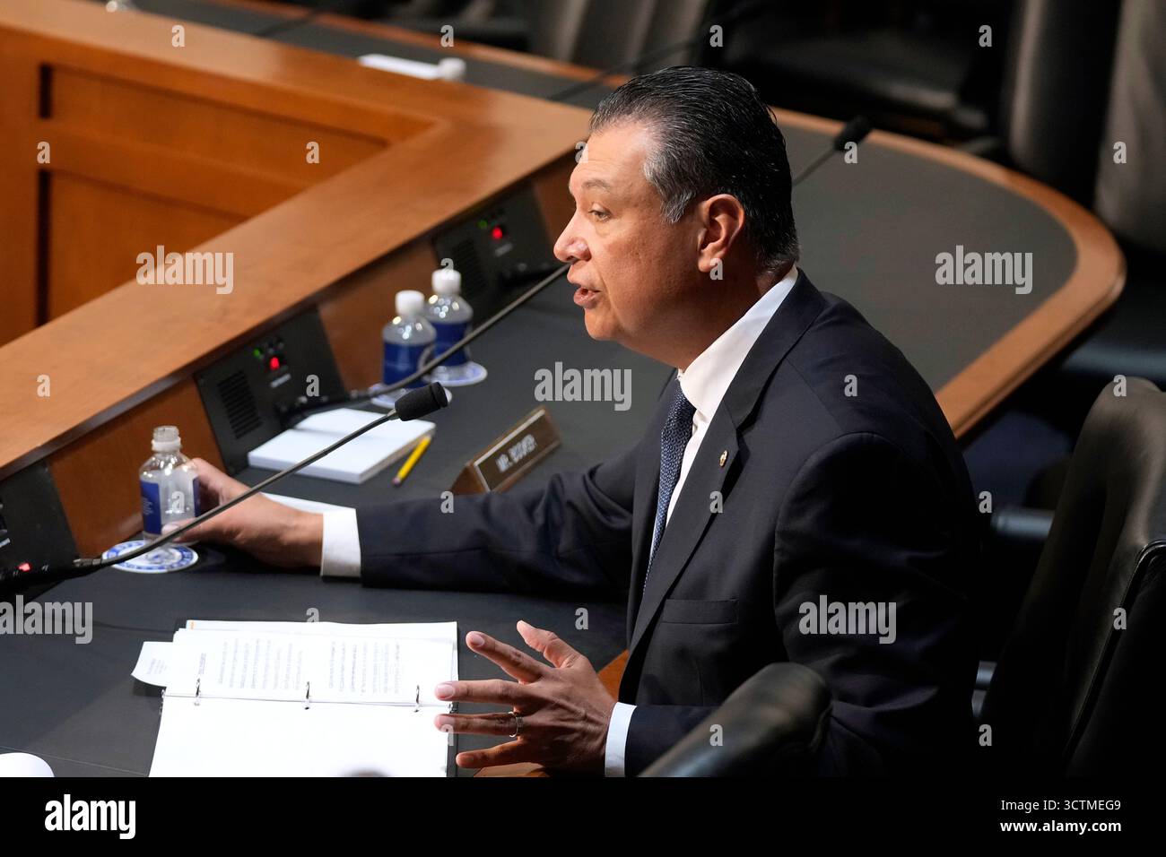 Sen. Alex Padilla, D-Calif., speaks during a Senate Judiciary Committee ...