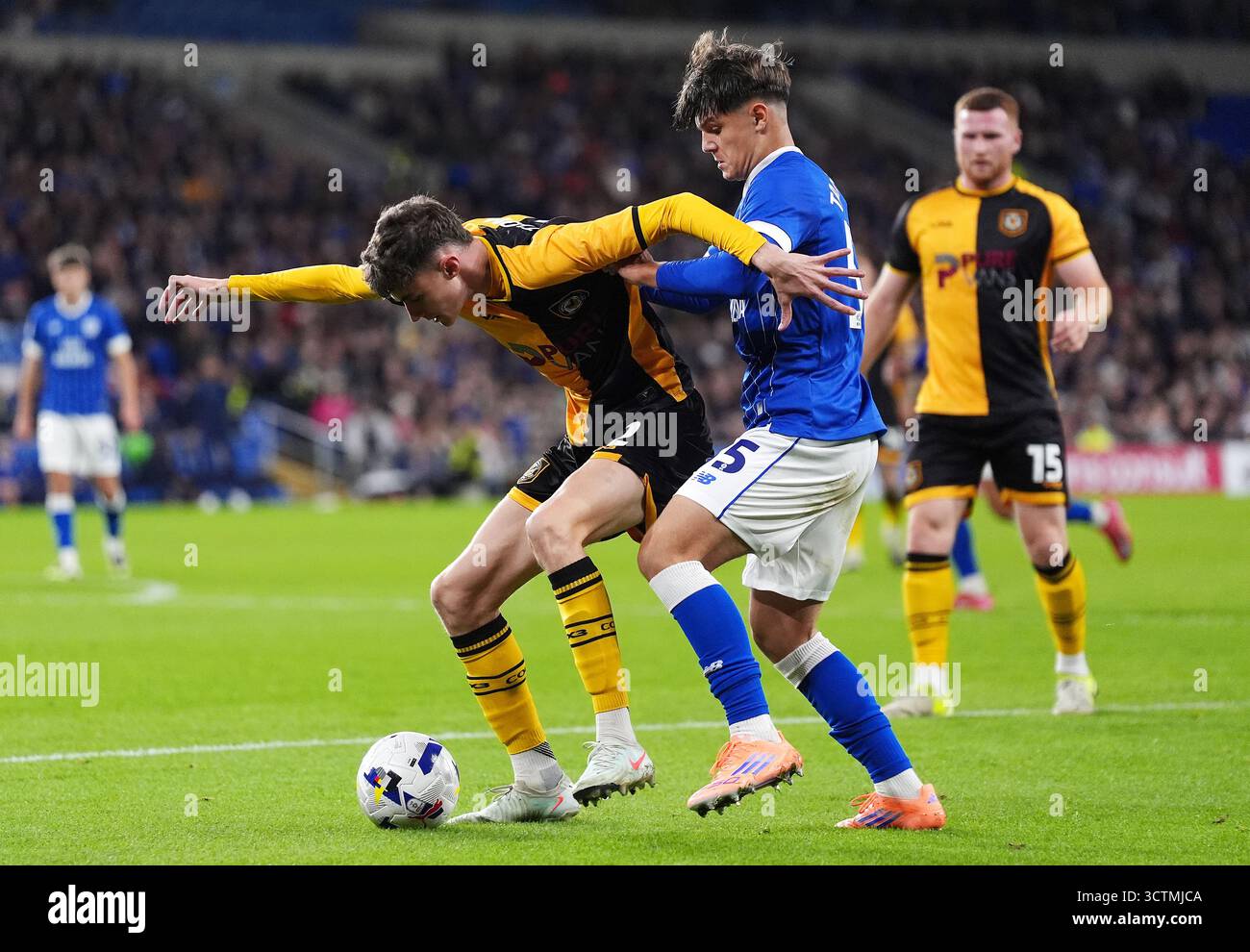 Newport County's Joe Thomas (left) and Cardiff City's Rob Tankiewicz ...