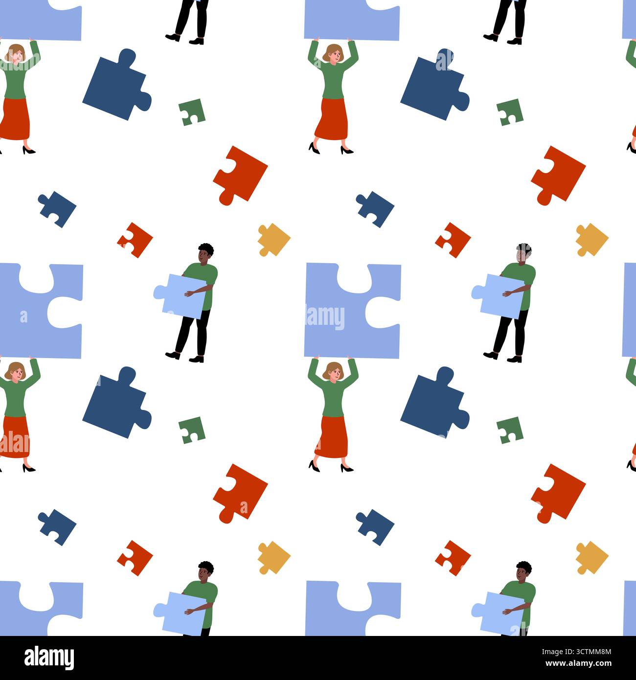 People working together to solve a puzzle in a colorful and creative ...