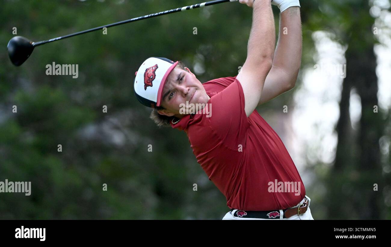 Arkansas golfer John Daly II during an NCAA golf tournament on ...
