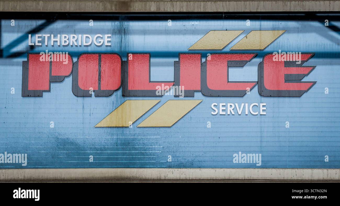A sign on Lethbridge Police Service headquarters is pictured in ...