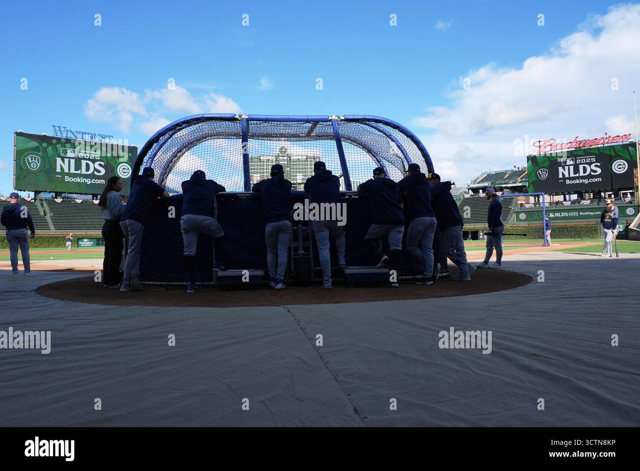 The Milwaukee Brewers take batting practice, Tuesday, Oct. 7, 2025, in ...