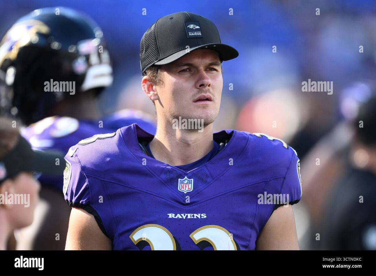 Baltimore Ravens kicker Tyler Loop (33) looks on during the second half ...