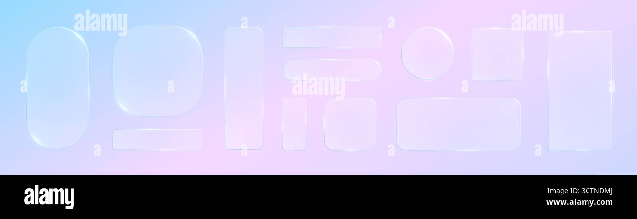 Transparent glassmorphism UI set with glossy 3D buttons and panels ...