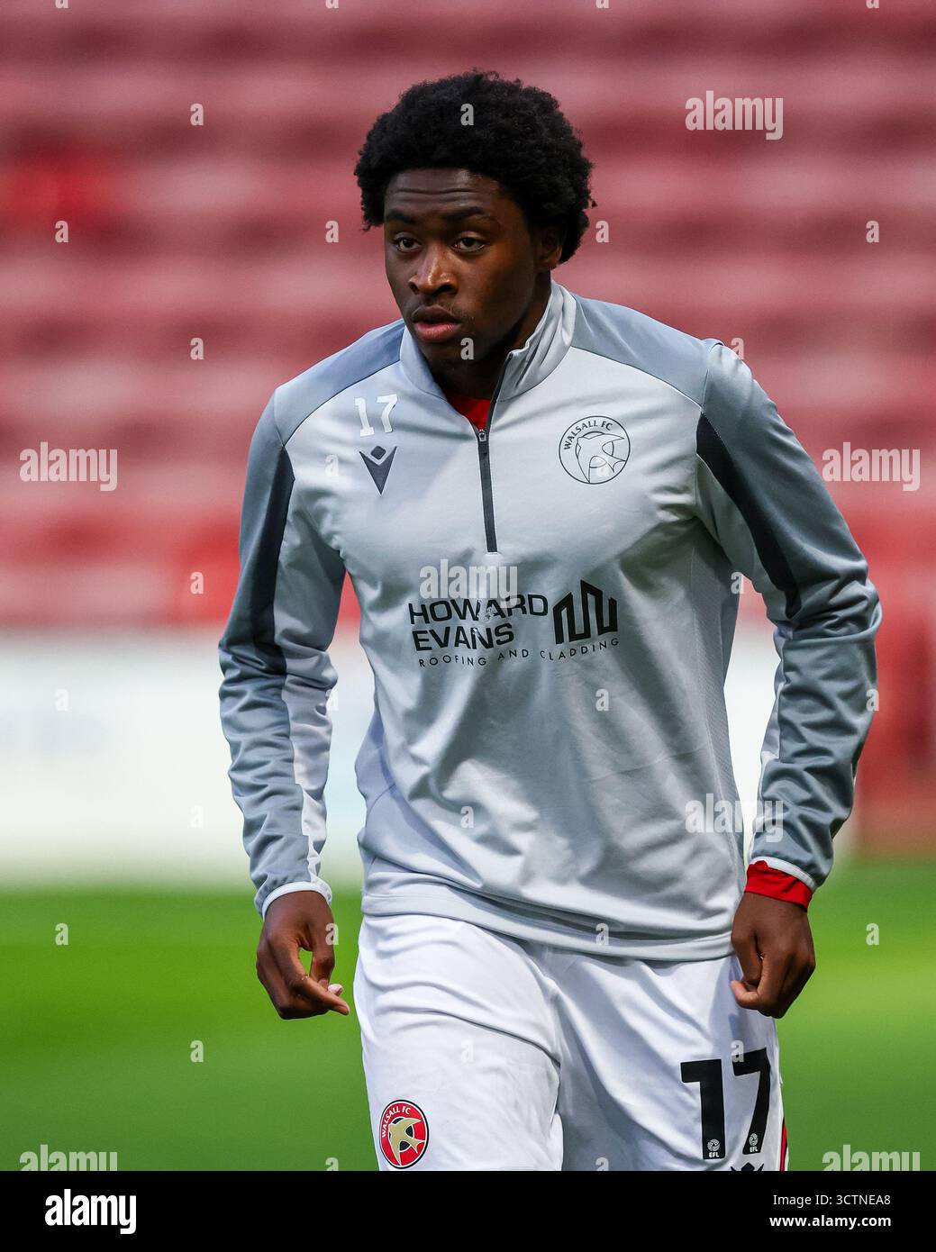 17, Courtney Clarke of Walsall at warm up during the Vertu Trophy match ...