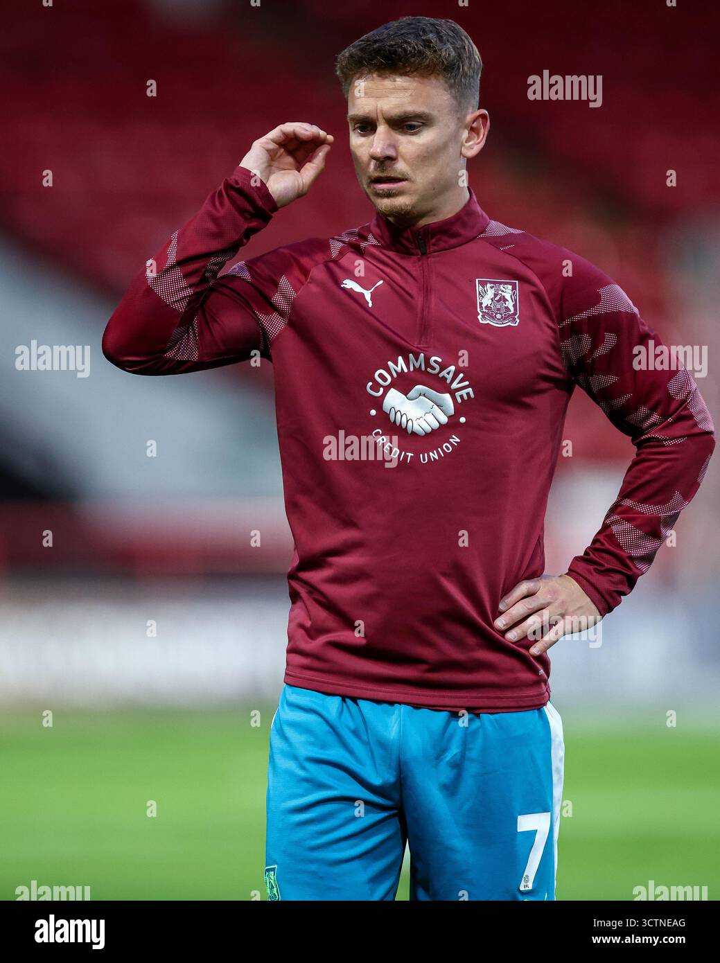 7, Sam Hoskins of Northampton Town at warm up during the Vertu Trophy ...