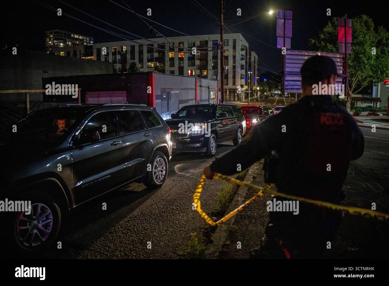 A motorcade for U.S. Secretary of Homeland Security Kristi Noem leaves ...