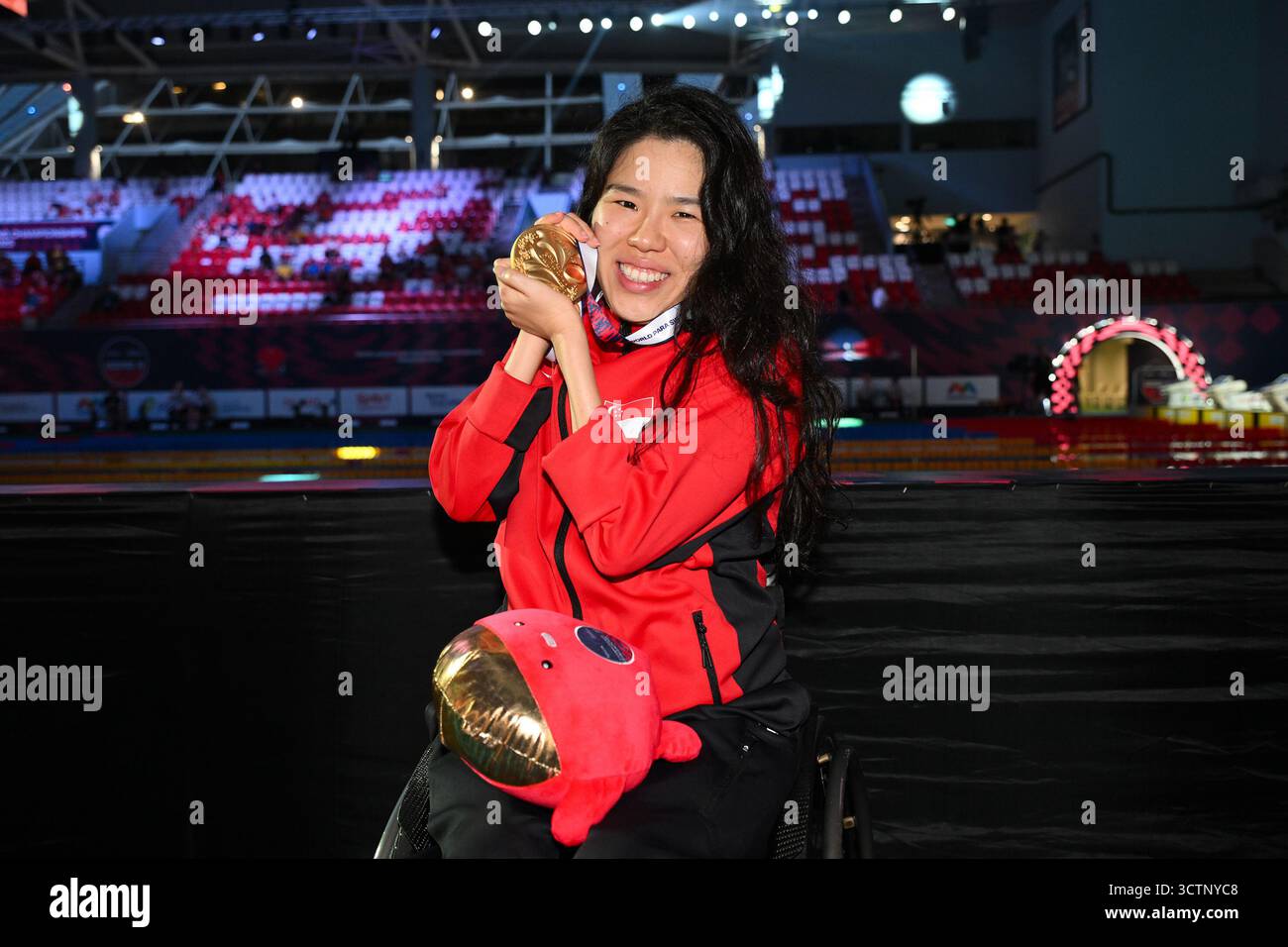 Singapore's Yip Pin Xiu with her gold medal at the medal ceremony of ...