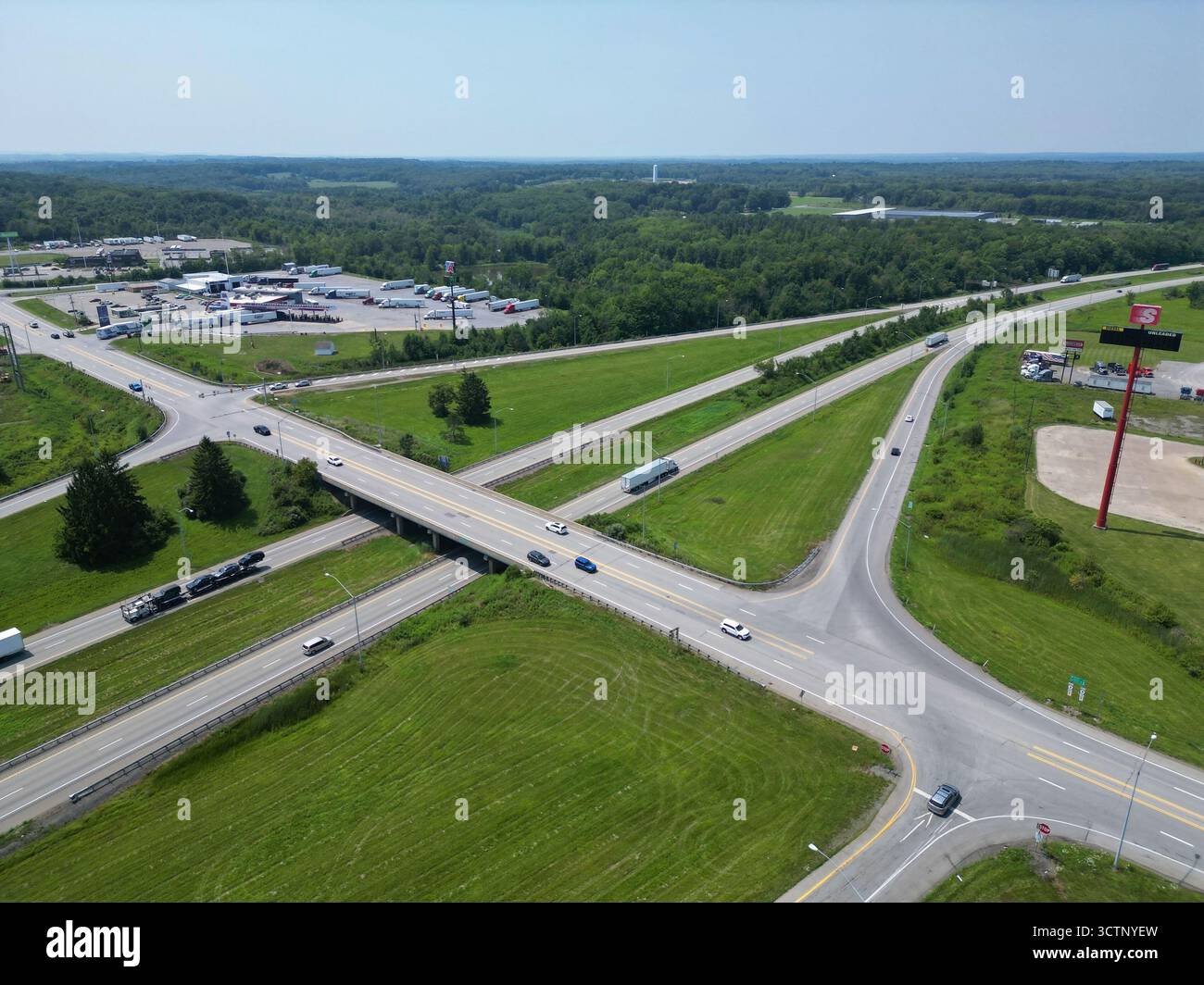 A highway interchange seen from a drone in Pennsylvania Stock Photo - Alamy