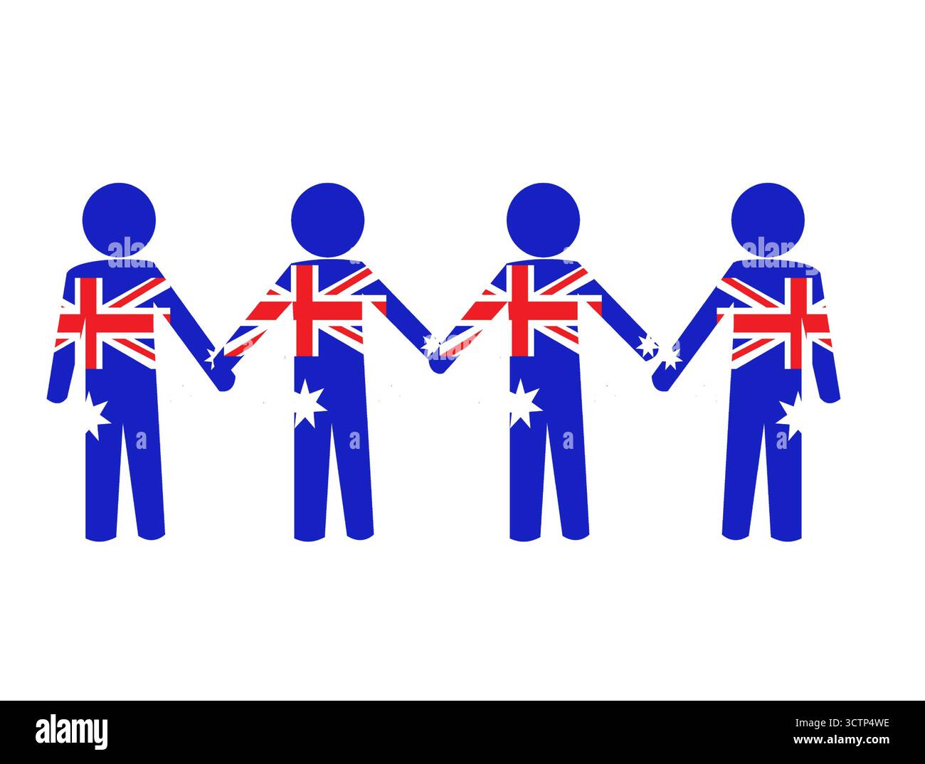 australian people icons holding hands together and standing australia ...