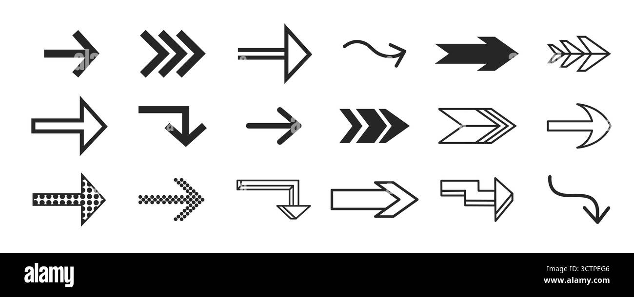 Simple modern arrow icon outlined Black and White Stock Photos & Images ...