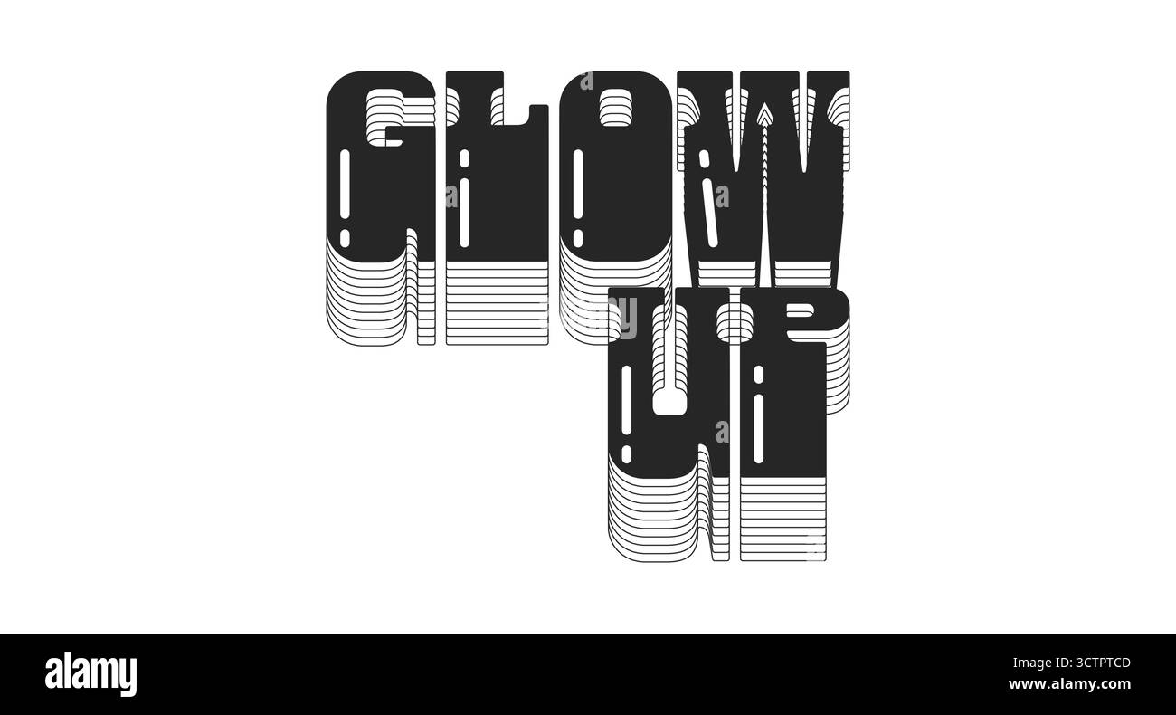 Glow up bold black viral internet slang typography Stock Vector Image ...