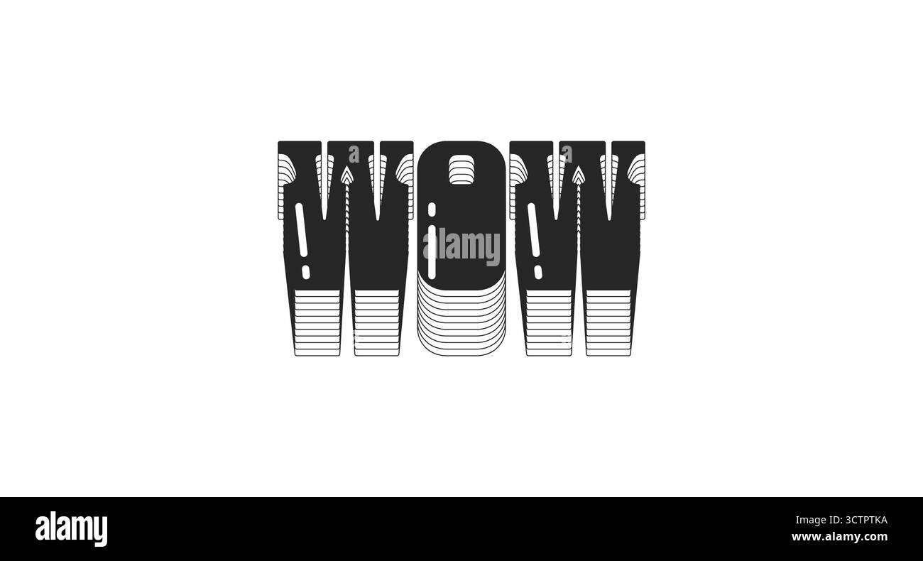 WOW interjection bold black viral internet slang typography Stock ...