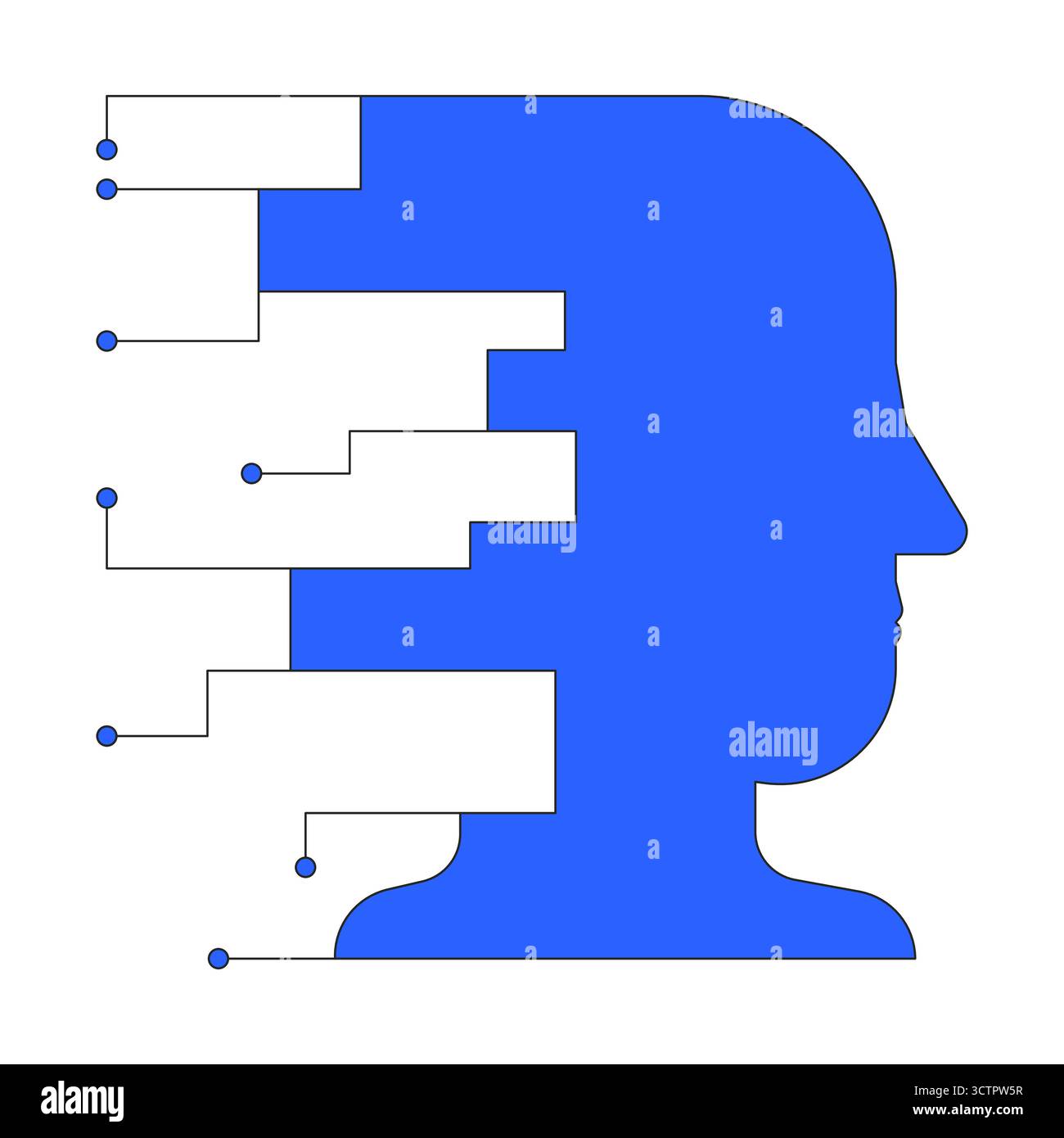 Digital human profile with data nodes 2D cartoon object Stock Vector ...
