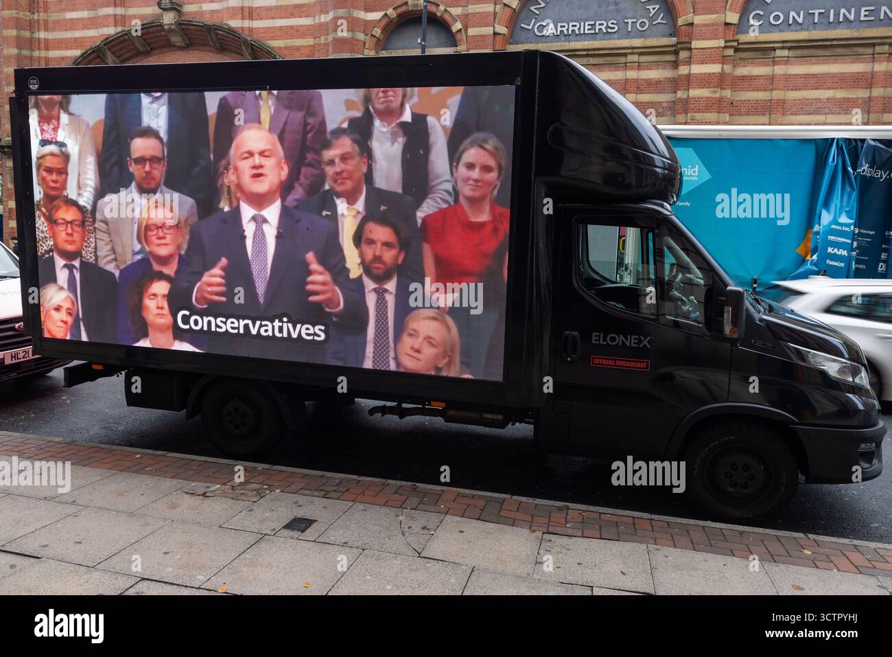 Manchester , UK. 08 OCT, 2025. Lib Dem Ad van drives around, appealing ...