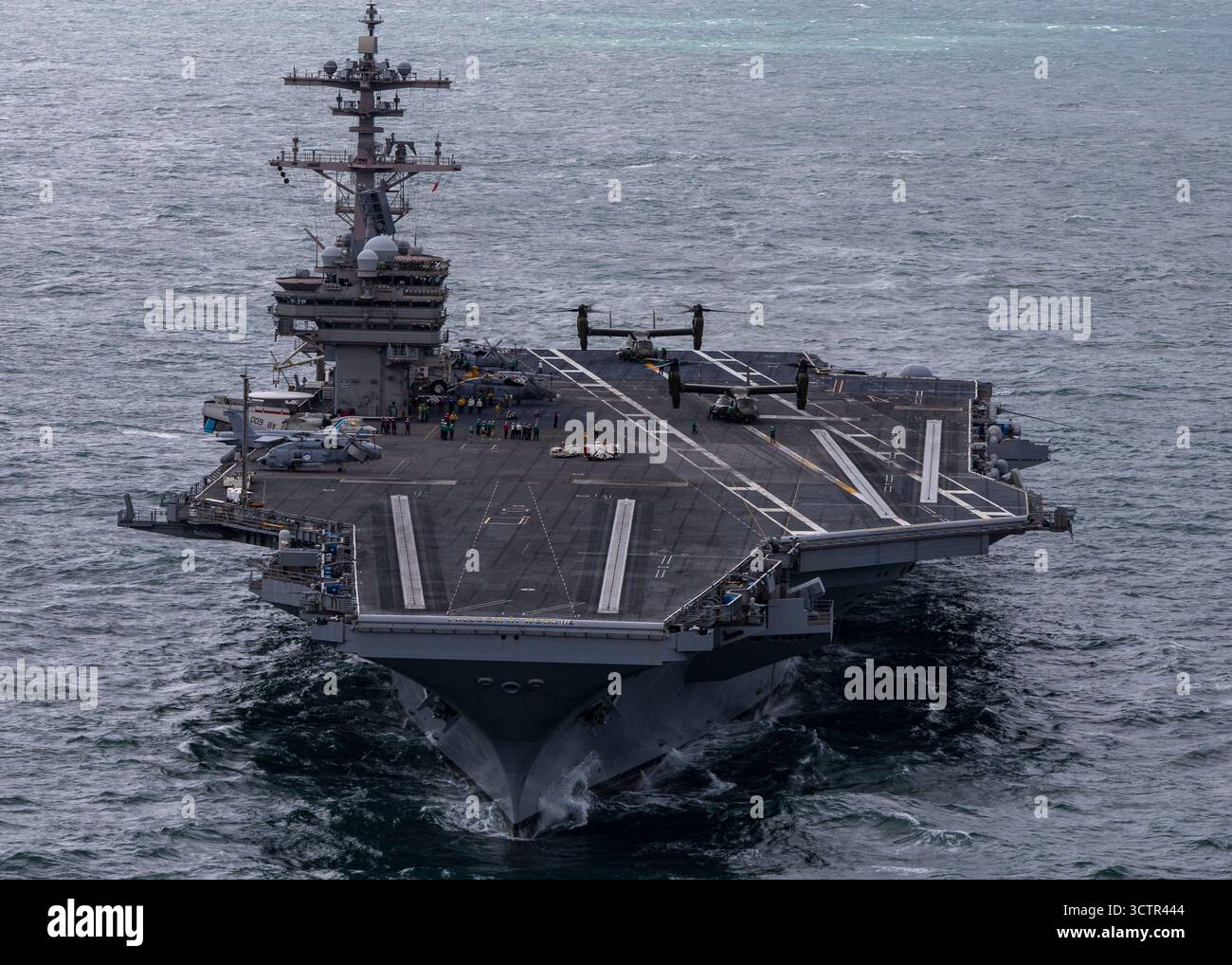 251002-N-NS109-1325 ATLANTIC OCEAN (Oct. 02, 2025) Two MV-22B Osprey’s ...