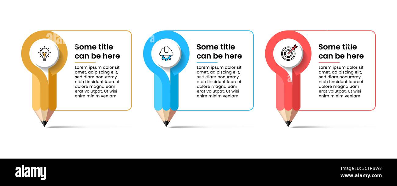 Infographic template with icons and 3 options or steps. Pencil. Can be ...