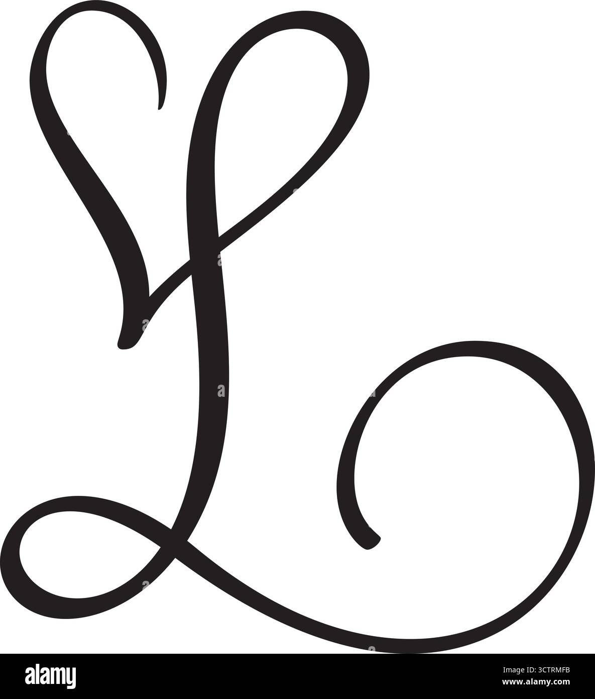 Hand drawn vector calligraphy letter L with heart. Script capital font ...