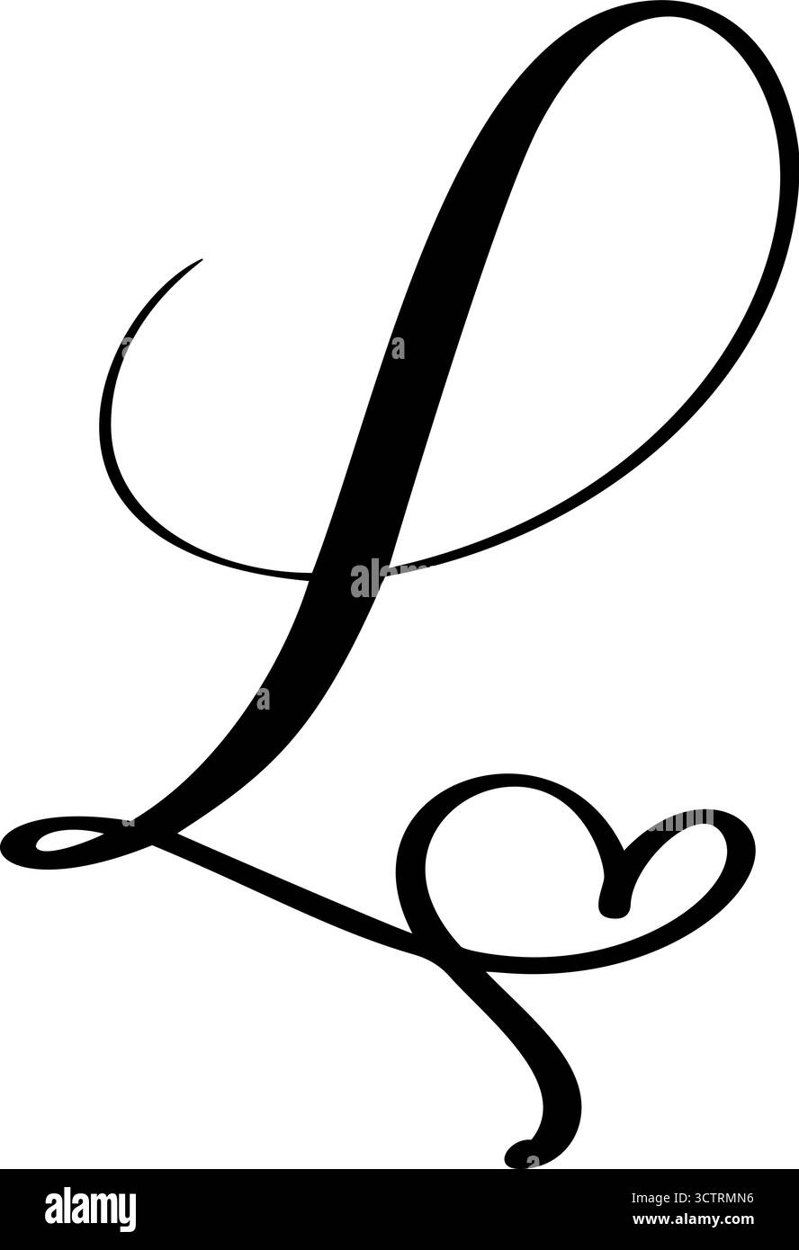 Hand drawn vector calligraphy letter L with heart. Script capital font ...