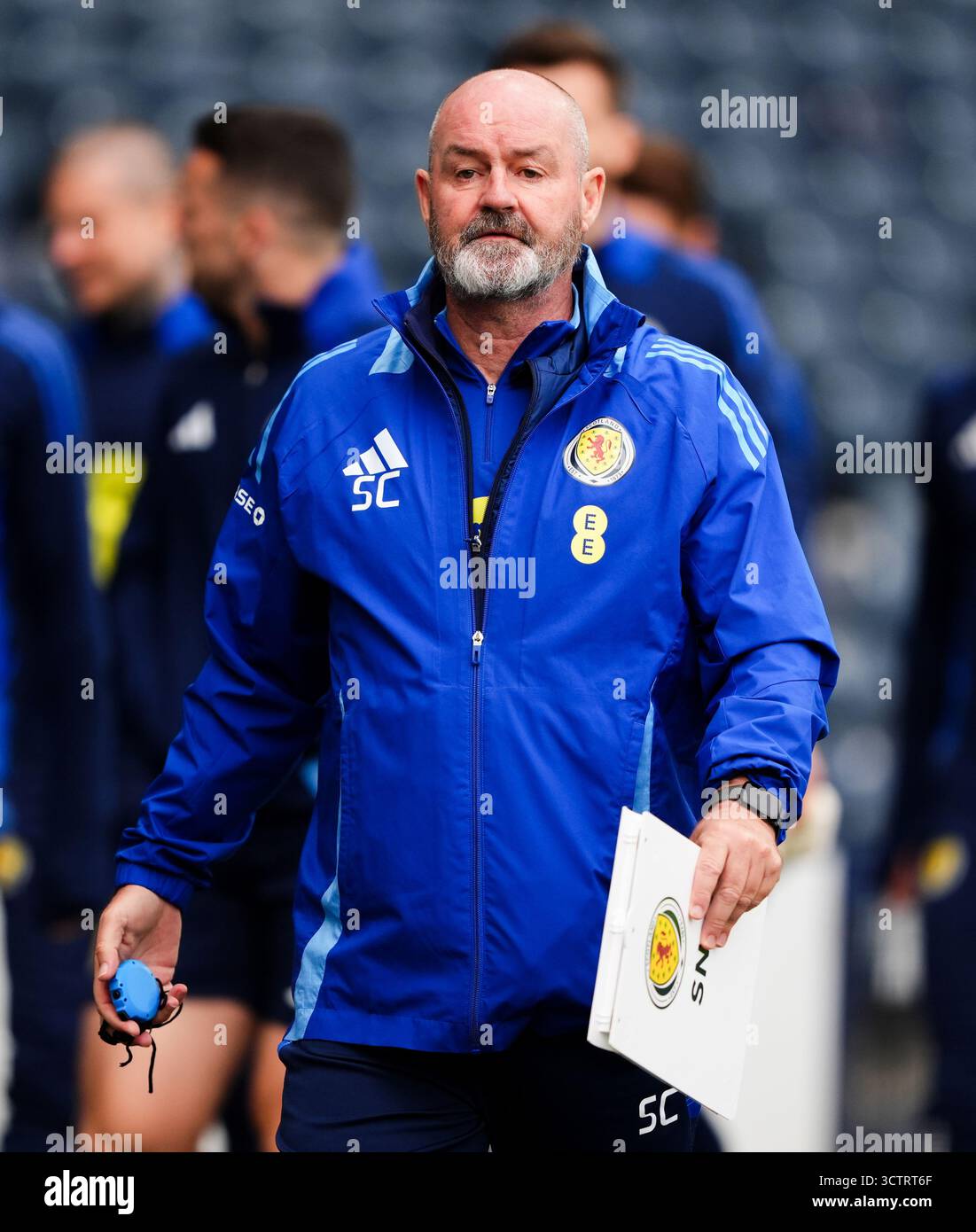 Scotland manager Steve Clarke during a training session at Hampden Park ...