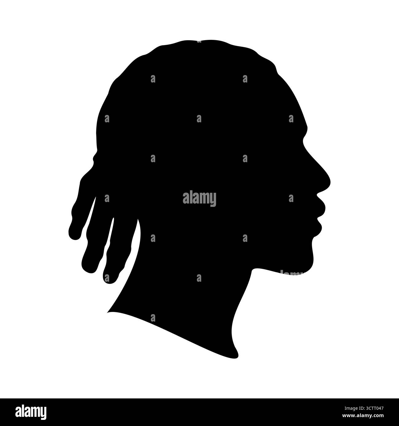 Black silhouette of African man head in profile with dreadlocks on ...