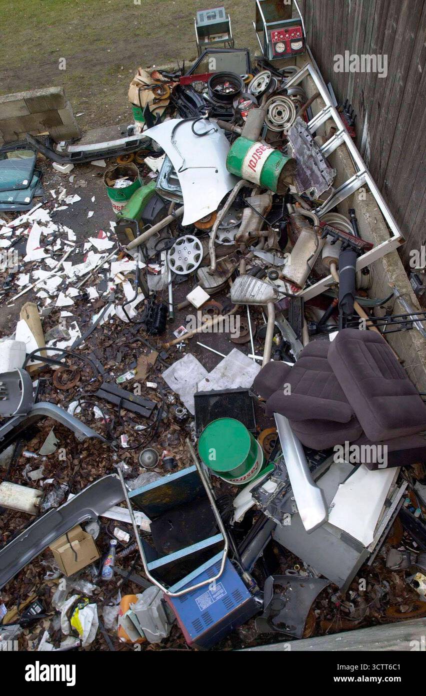 scrap metal in the scrap yard, waste and garbage on a junkyard scrap ...