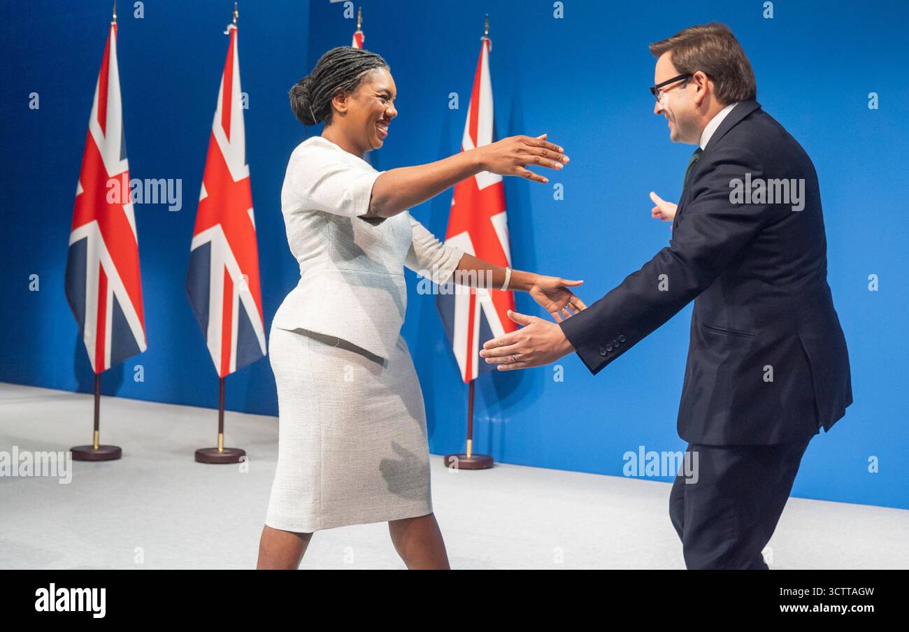 Conservative Party leader Kemi Badenoch embraces her husband, Hamish ...