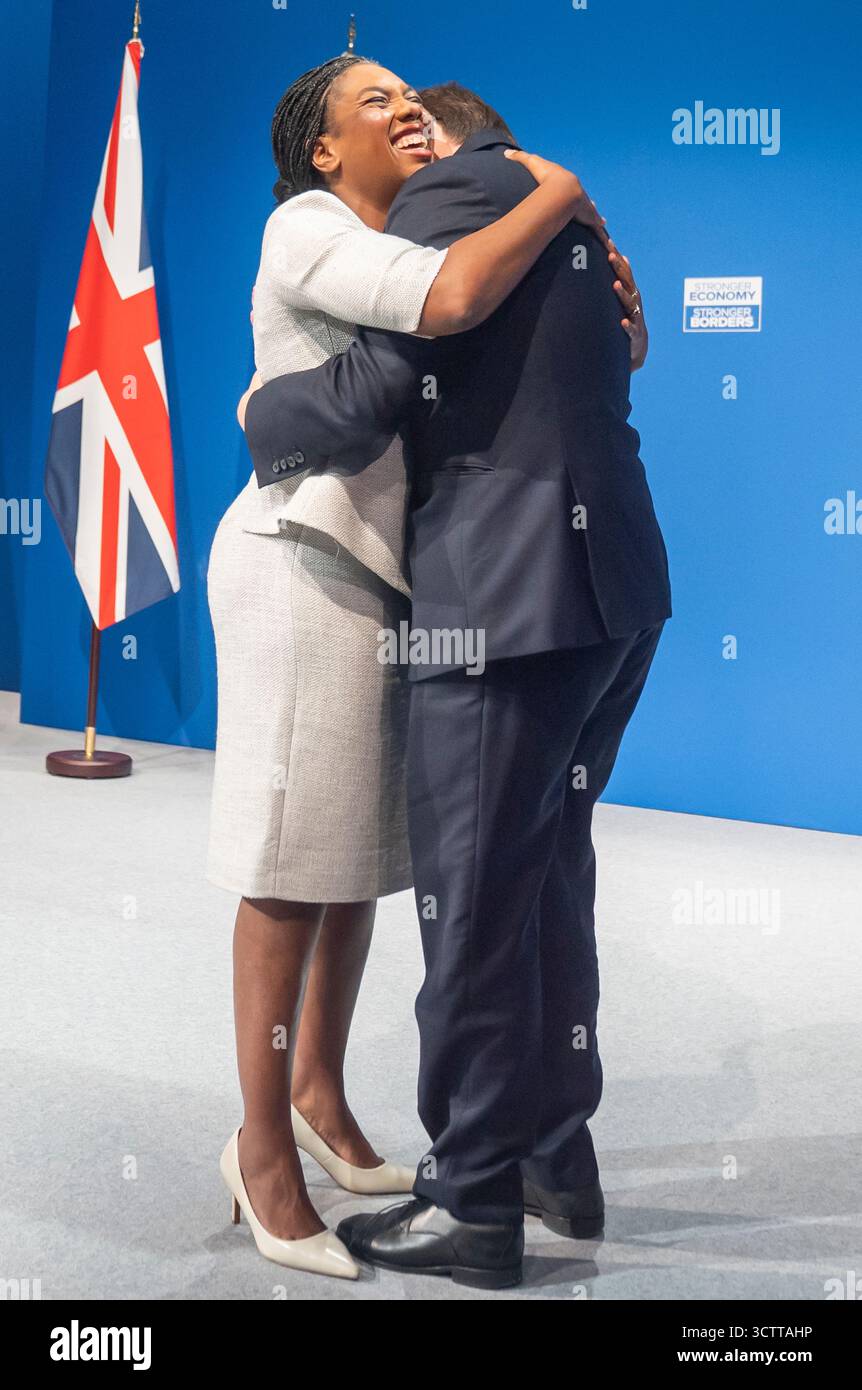 Conservative Party leader Kemi Badenoch embraces her husband, Hamish ...