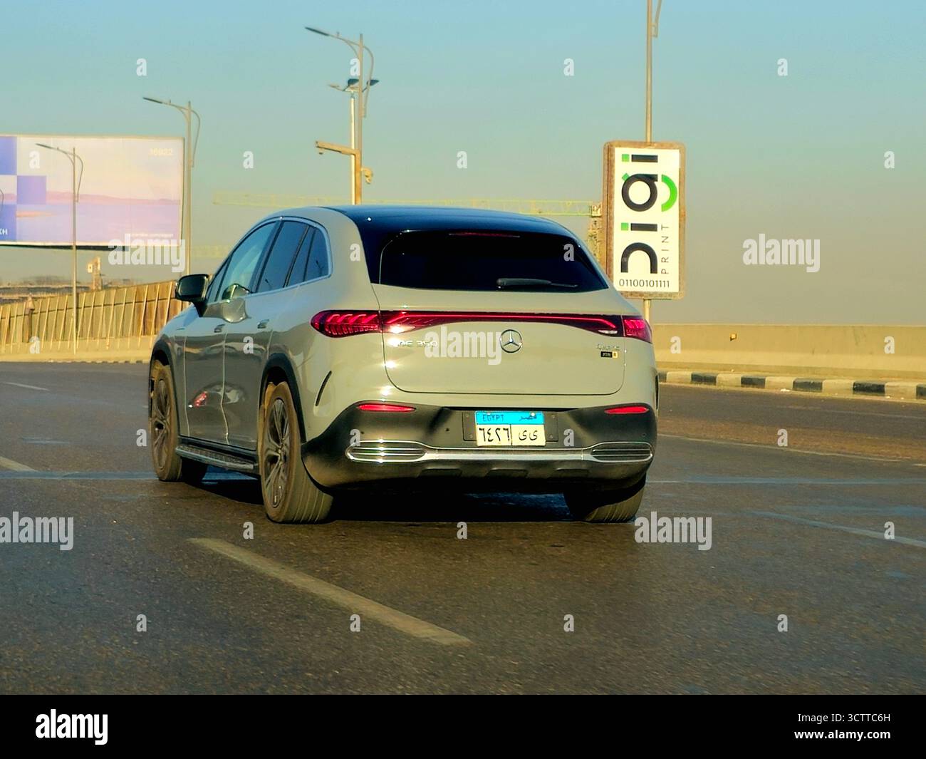 Cairo, Egypt, October 8 2025: The Mercedes-Benz EQE 350 SUV, a battery ...