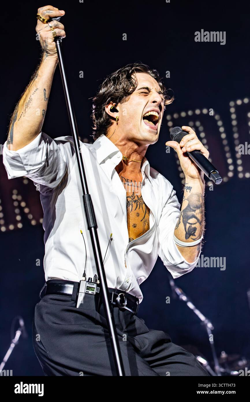 Milan Italy. 07th oct 2025. The Italian singer songwriter DAMIANO DAVID ...