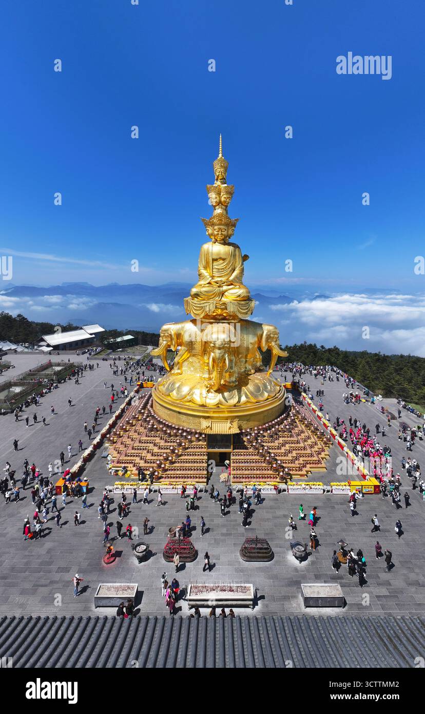 Aerial Photography of the Golden Summit and Golden Buddha of Mount Emei ...