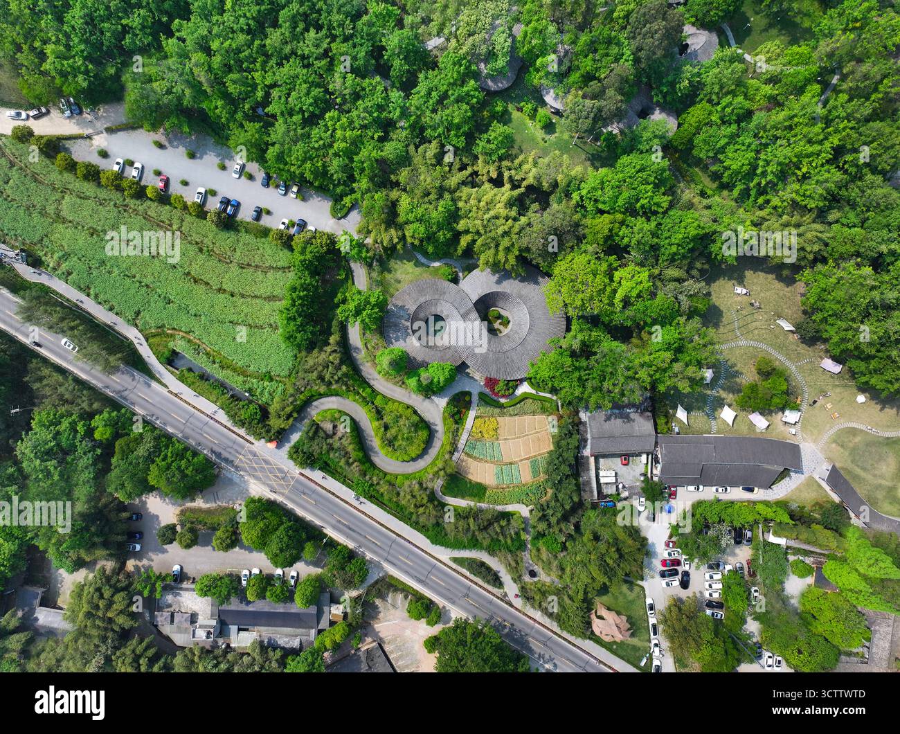 Aerial photography of Zhuyi Village, Zhuyi Park, Chongzhou City ...
