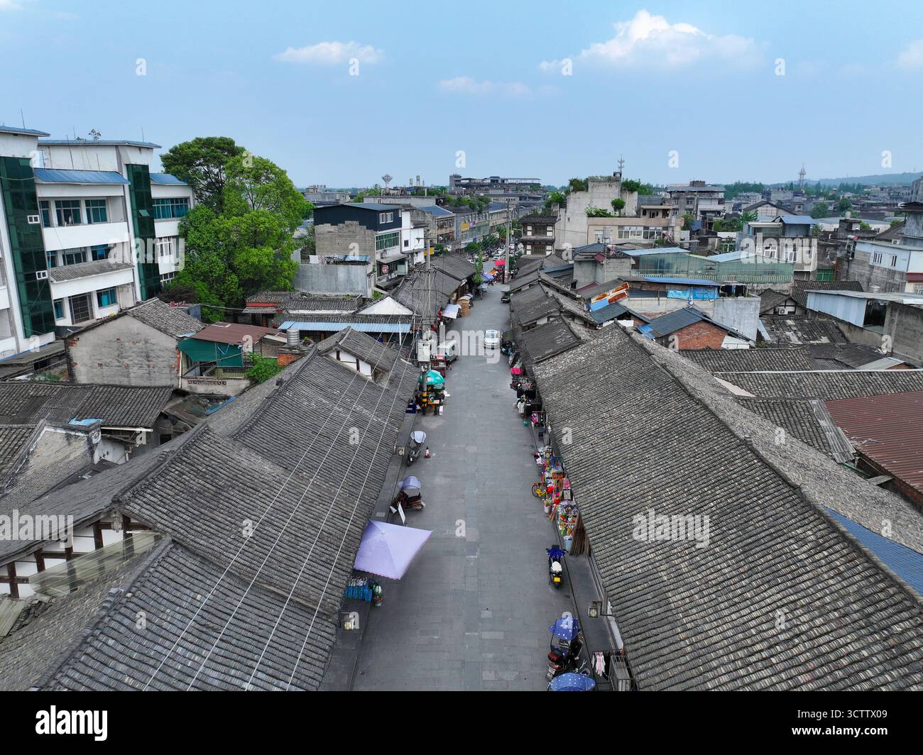 Aerial photography of Huaiyuan Ancient Town, Chongzhou City, Chengdu ...