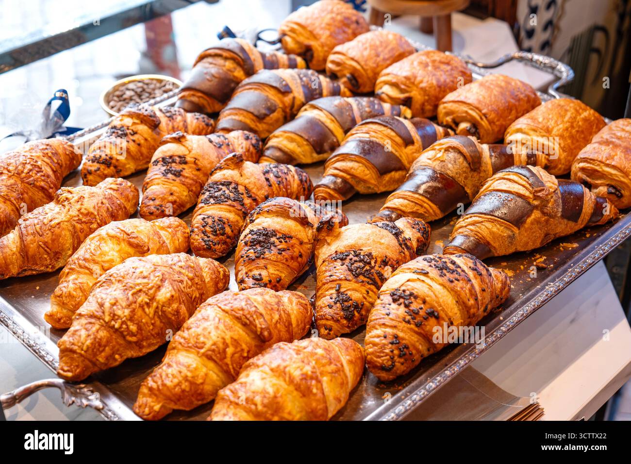 Golden croissants on silver tray hi-res stock photography and images ...
