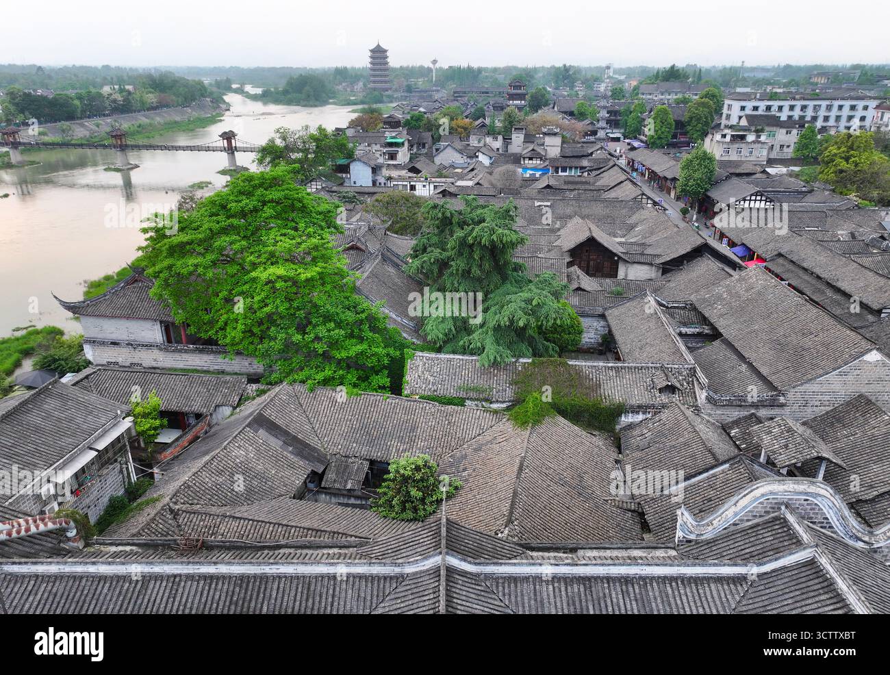 Aerial photography of Shangyuan Palace in Chongzhou City, Chengdu ...