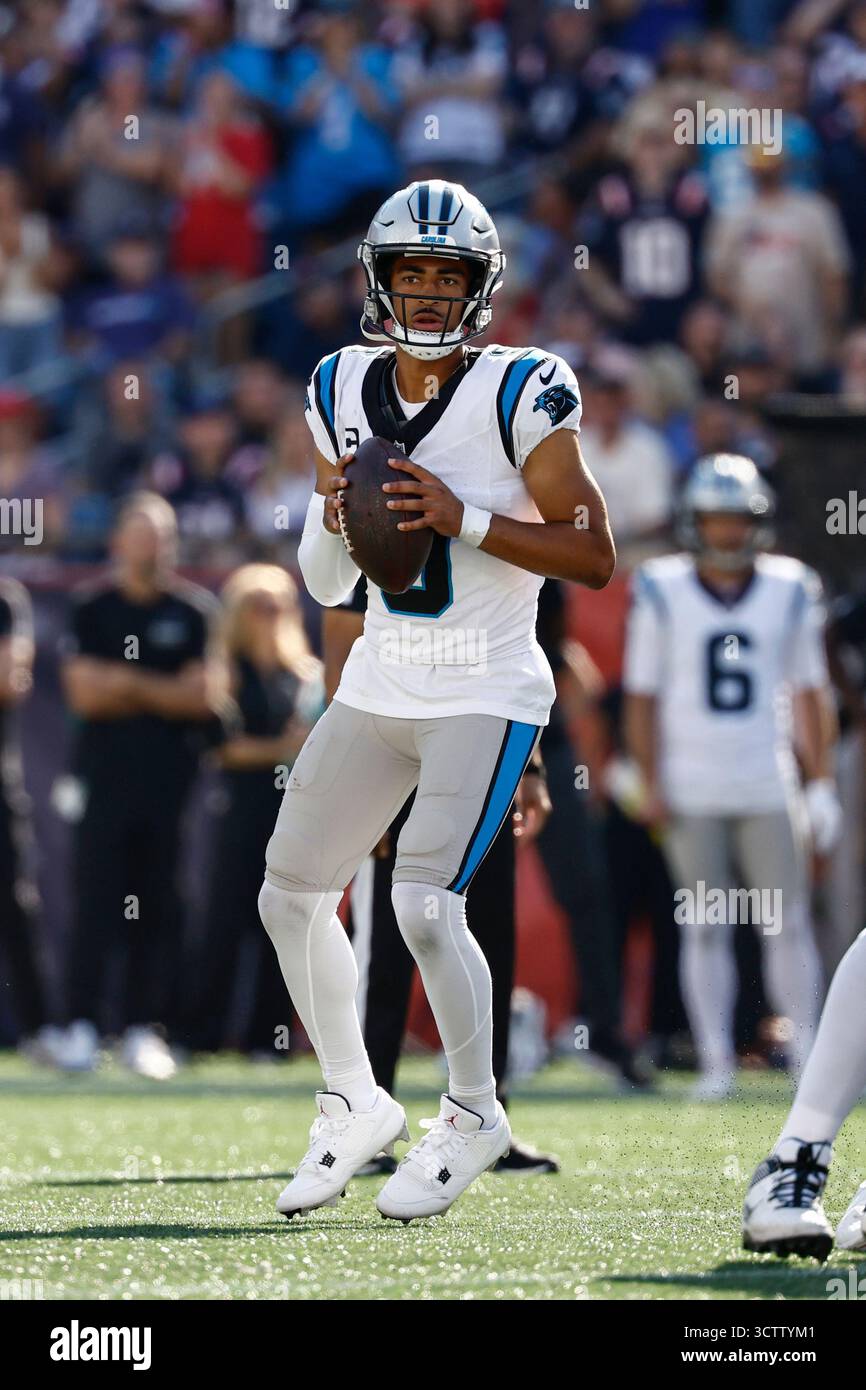 Carolina Panthers quarterback Bryce Young drops back to pass against ...