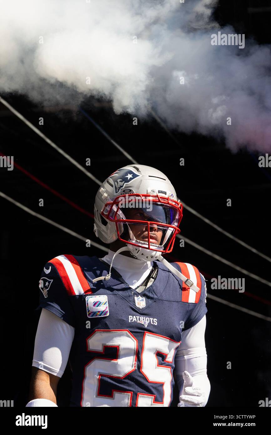 New England Patriots' Marcus Jones heads for the field before their NFL ...