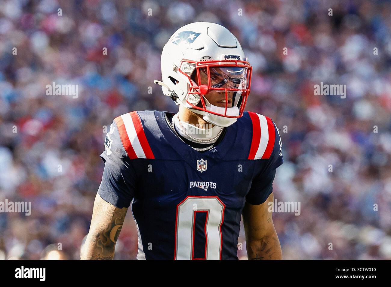 New England Patriots' Christian Gonzalez during an NFL football game ...