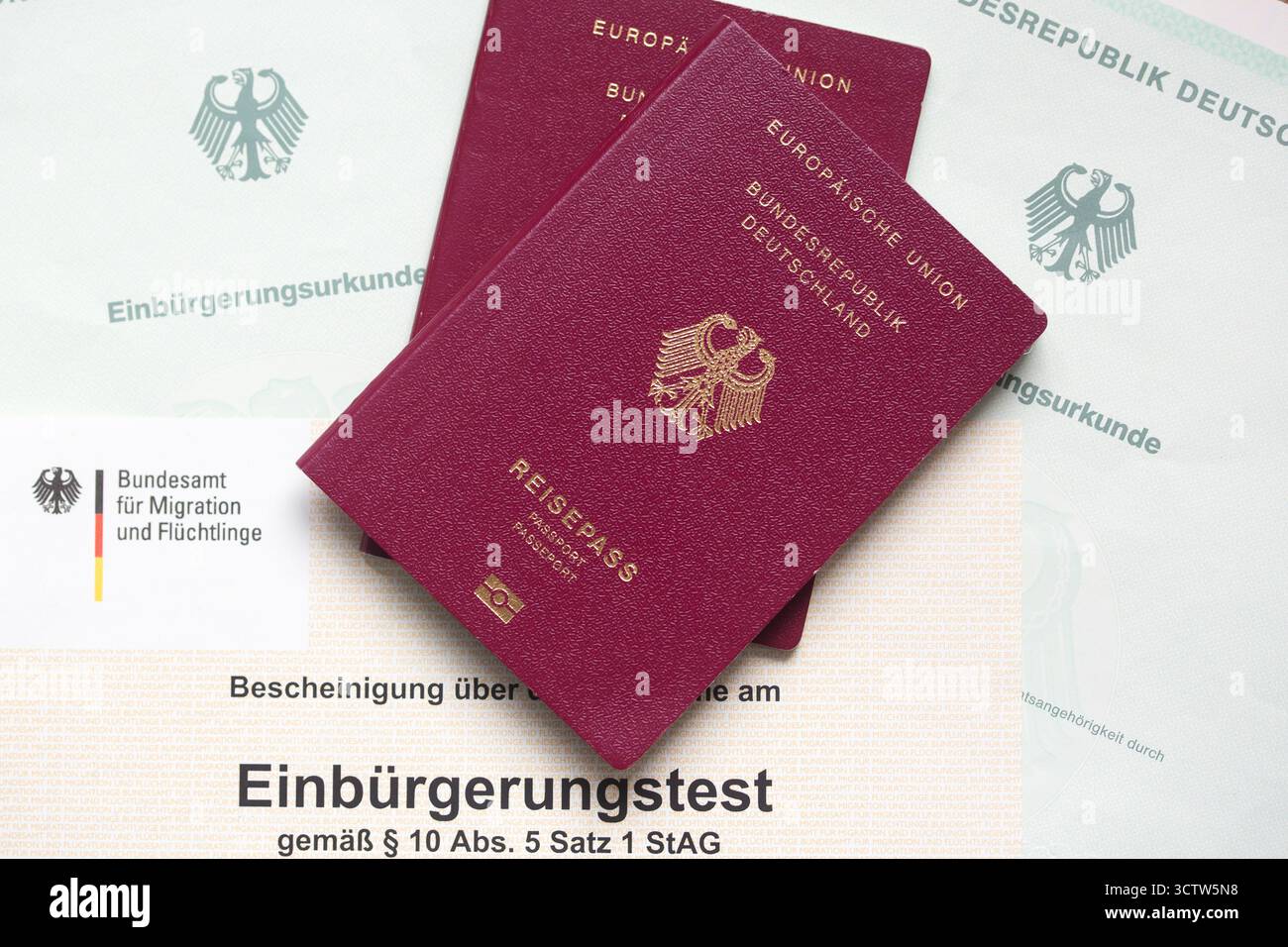 Berlin, Germany. 08th Oct, 2025. Two German passports are on ...