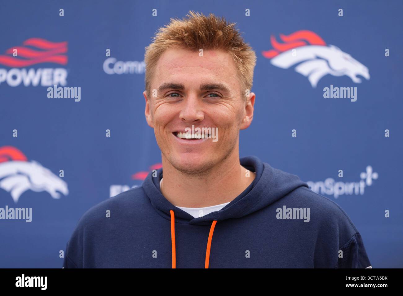 Denver Broncos quarterback Bo Nix (10) smiles during an NFL football ...