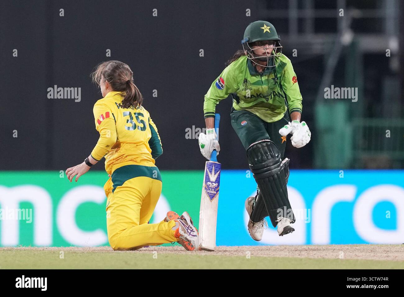 Pakistan's Nashra Sundhu runs between the wickets as Australia's ...